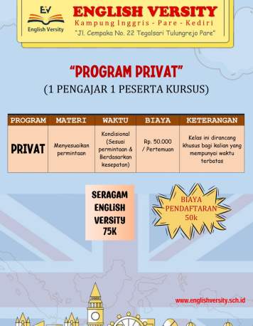 Program kursus bahasa Inggris private