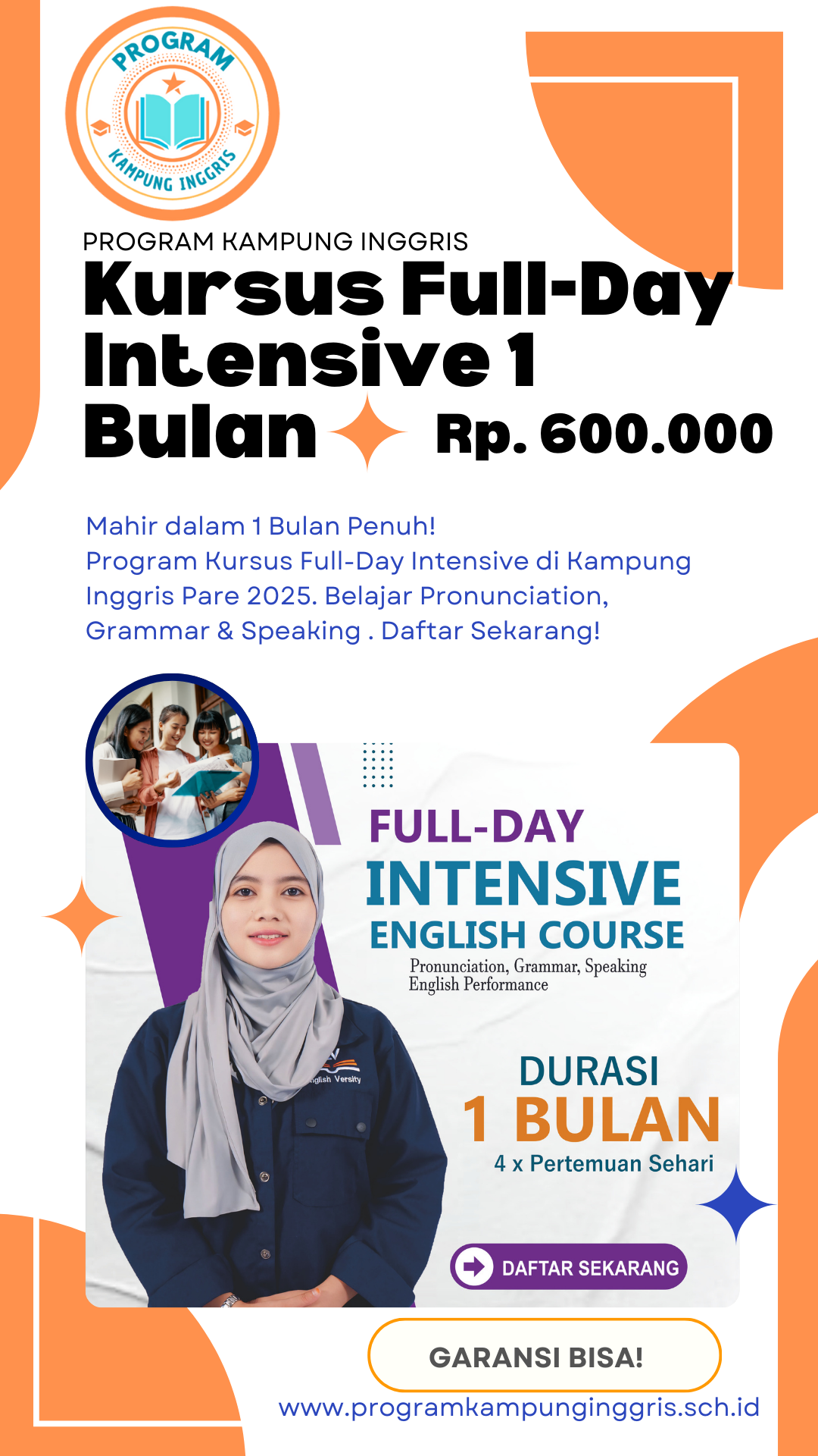 Kursus Full-Day Intensive 1 Bulan Kampung Inggris Pare 2025