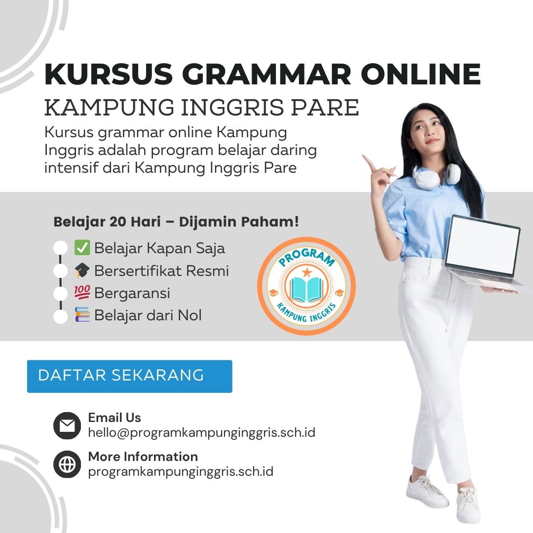Kursus Grammar Online (20 hari) Kampung Inggris Pare