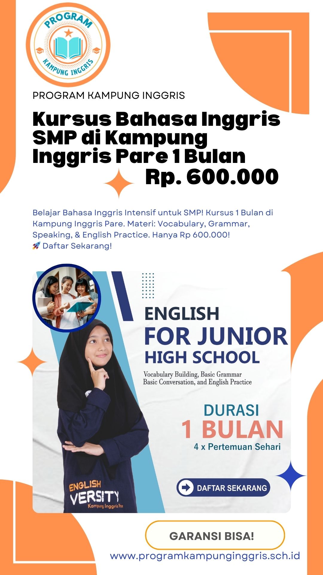 Kursus Bahasa Inggris SMP di Kampung Inggris Pare 2025